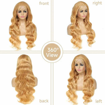 #27 Honey Blonde 13x4 13x6 HD Lace Front Wig 30 Inch Glueless Pre Pluc ...