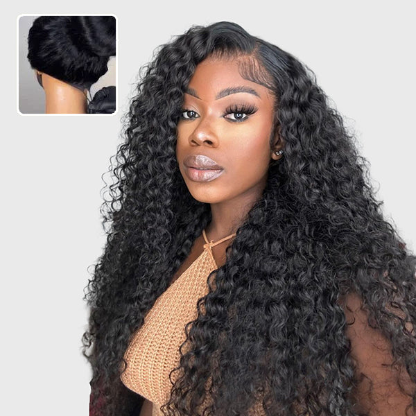 5x5 Ready to Wear Glueless Wig Invisi Drawstring Deep Wave Pre-everyth ...