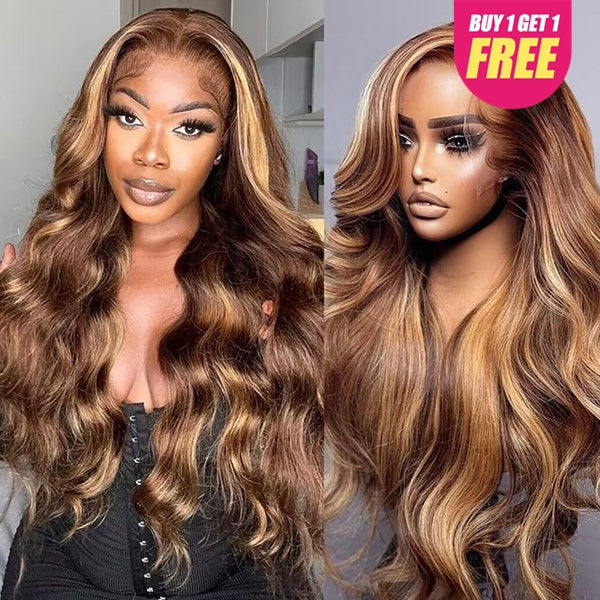 13x4 Lace Front Wig P4 27 Highlight Body Wave Human Hair Wigs For Women ...
