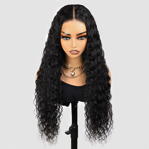 Glueless Deep Wave Closure Wig 4x4 HD Lace Closure Human Hair Wigs Dee ...