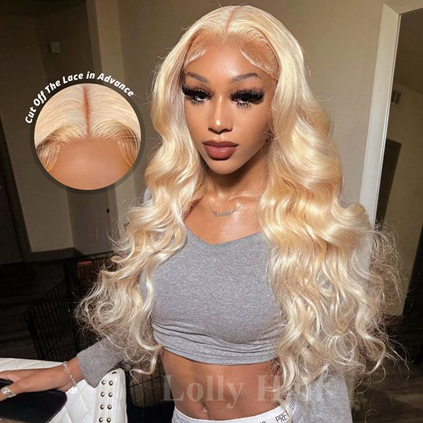 Lolly 613 Blonde Wig Body Wave 13x4 HD Pre Cut Lace Front Wigs Pre Plu - 30inch / Blonde 180% ...