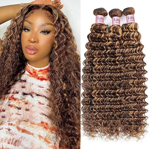 Lolly P4/27 Deep Wave Hair Bundles Remy Human Hair Weave Extensions ...