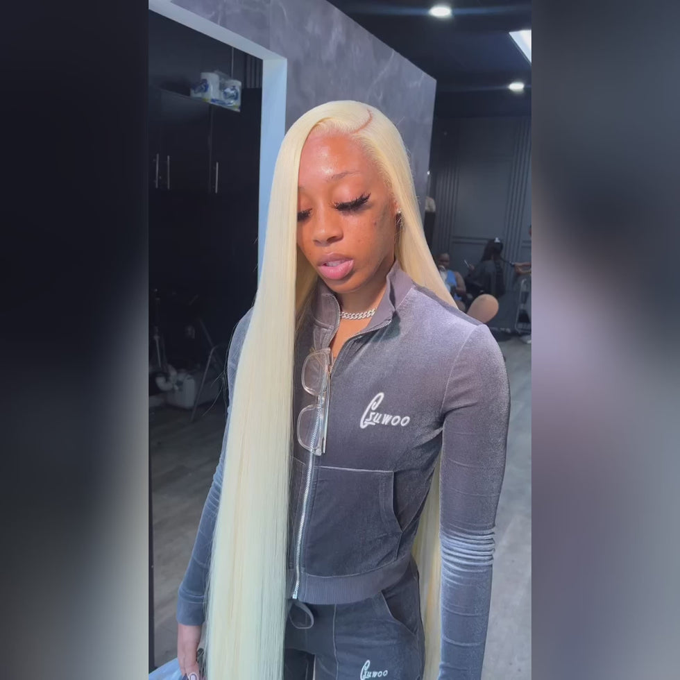 40 Inch Long 613 Blonde Lace Front Wig Bone Straight 13x4 HD Lace Wigs ...