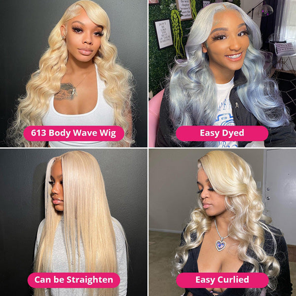 40 Inch Blonde Glueless Body Wave Human Hair Wigs 13x4 HD Transparent ...