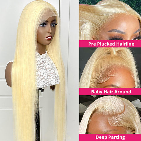 40 Inch Long 613 Blonde Lace Front Wig Bone Straight 13x4 HD Lace Wigs ...