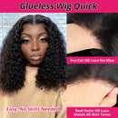 Kinky Curly Short Bob Wig Guleless Lace Wig 4x4 Closure Wig Pre-Cut Cu ...