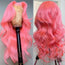 Pink Body Wave Glueless HD Lace Front Wigs 30 inch Colored Human Hair ...