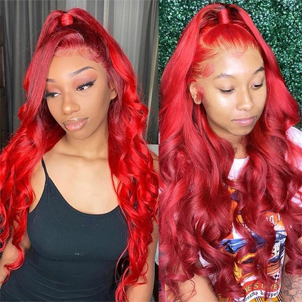 Red Lace Front Human Hair Wigs 13x4 Body Wave Wig Glueless Frontal Wig ...